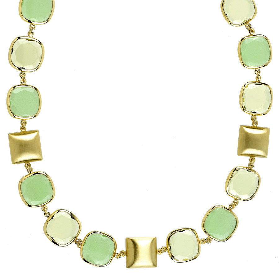 Collana gioiello Aquacaramelle con paste vitree grandi verdi taglio ...